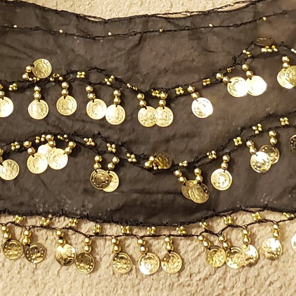 Source Unknown | Accessories | Belly Dance Hip Dance Coin Scarf Black ...